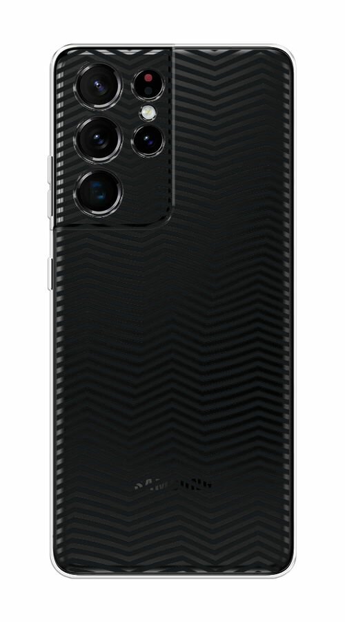 Чехол на Samsung Galaxy S21 Ultra / Самсунг Галакси S21 Ультра с принтом "Зрительный обман черный", прозрачный