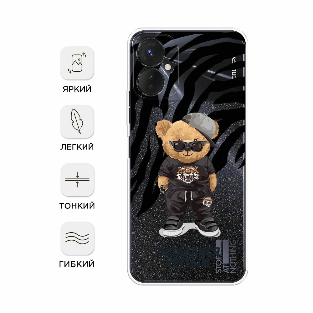 Чехол на Tecno Spark 9 Pro / Техно Спарк 9 Про с принтом "Оставайся крутым - 23 февраля", прозрачный — фото 1