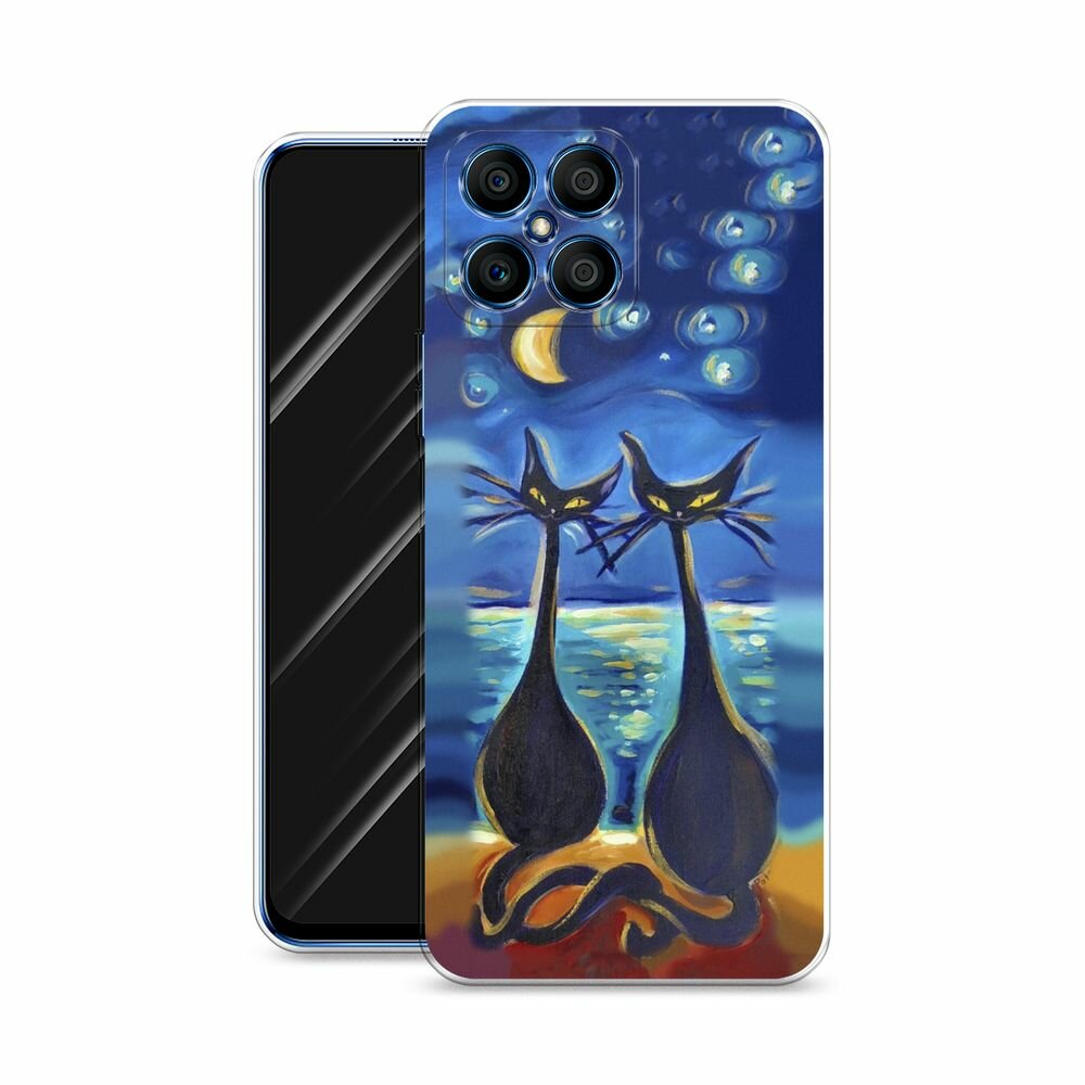 Чехол на Honor X8 / Хуавей X8 с принтом "Влюбленные котики 7" — фото 1