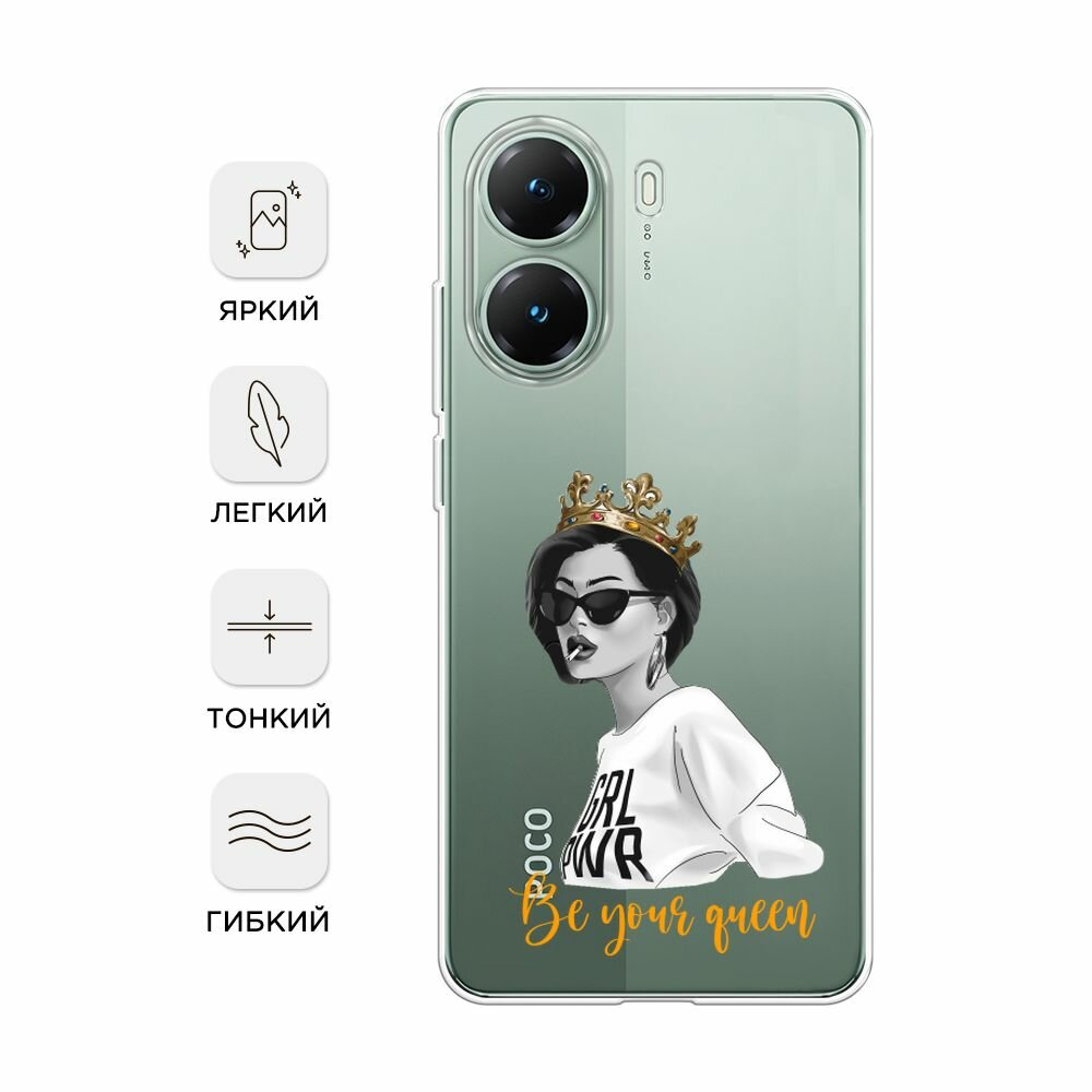 Чехол на Poco X7 Pro / Поко X7 Про с принтом Be your Queen, прозрачный — фото 1