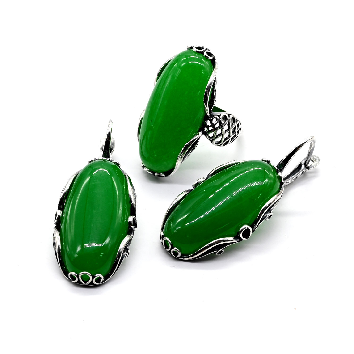 Серьги, хризопраз