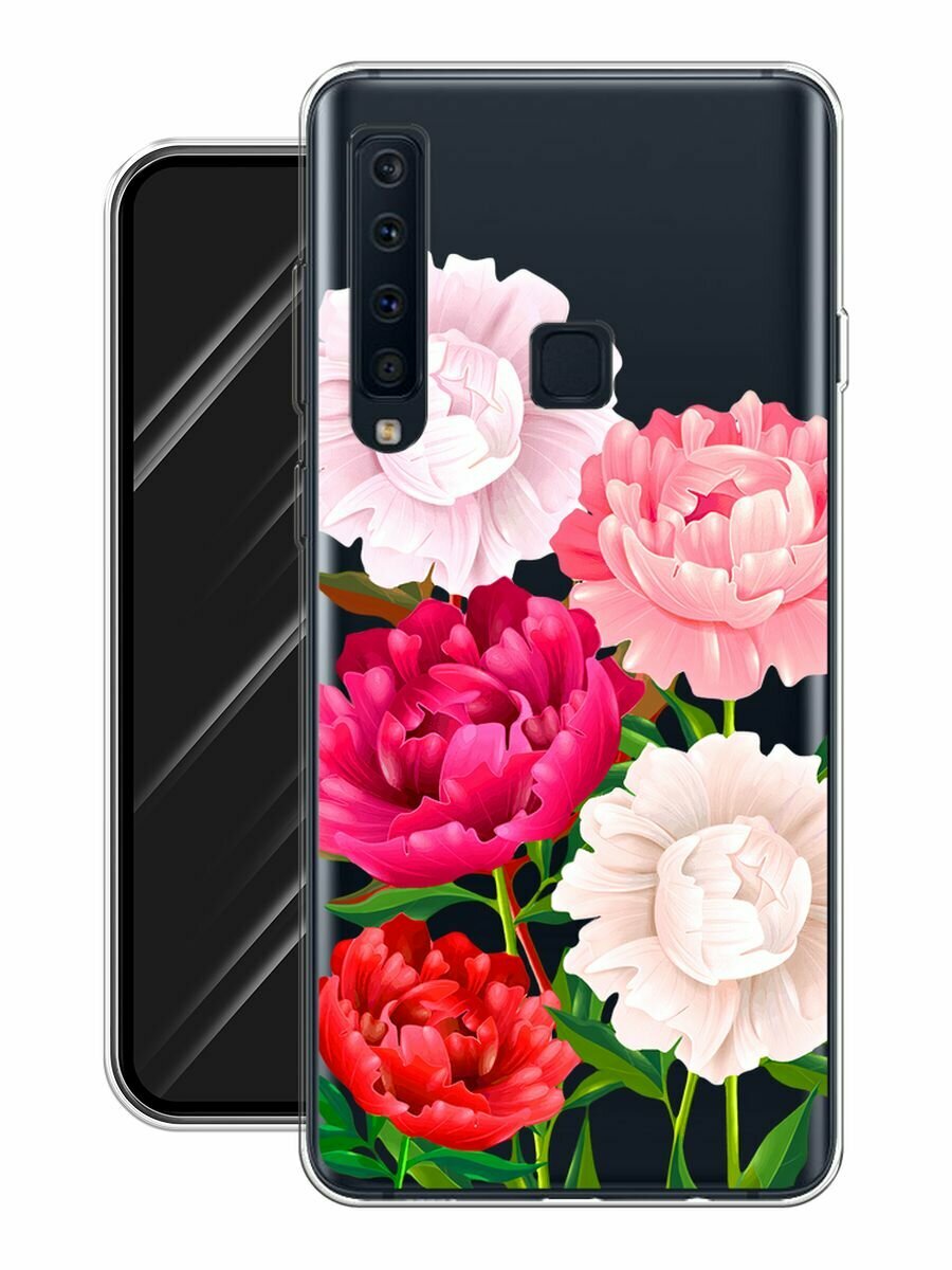 Чехол на Samsung Galaxy A9 2018 / Самсунг Галакси А9 2018 с принтом "Большие пионы", прозрачный — фото 1