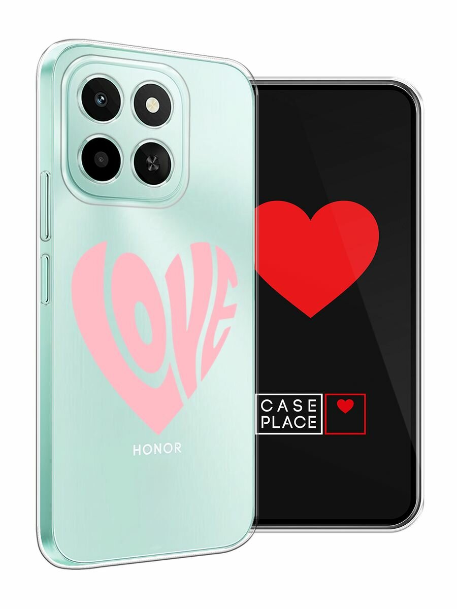 Чехол на Honor X6c / Хонор X6c с принтом "Love heart 3 - 14 февраля", прозрачный — фото 1
