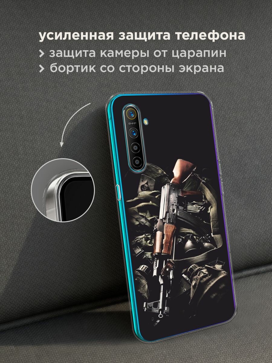 Силиконовый чехол на Realme XT / Реалми XT с принтом "Автомат" — фото 1