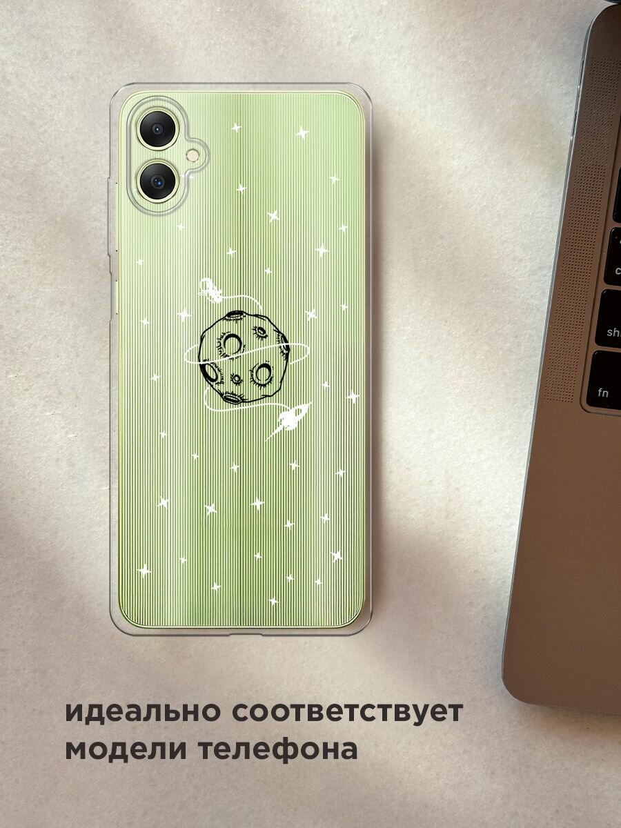 Чехол на Samsung Galaxy A06 / Самсунг Галакси А06 с принтом "Полет вокруг луны", прозрачный — фото 1