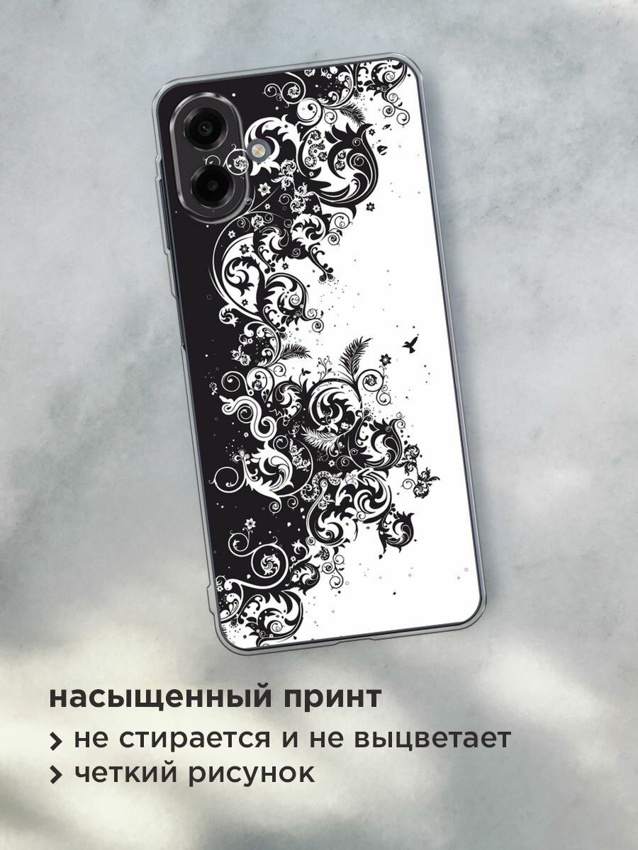 Чехол на Samsung Galaxy A07 / Самсунг А07 с принтом "Черно белый узор" — фото 1