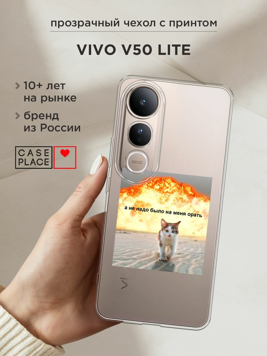 Чехол на Vivo V50 lite / Виво V50 Лайт с принтом "Не надо было орать", прозрачный