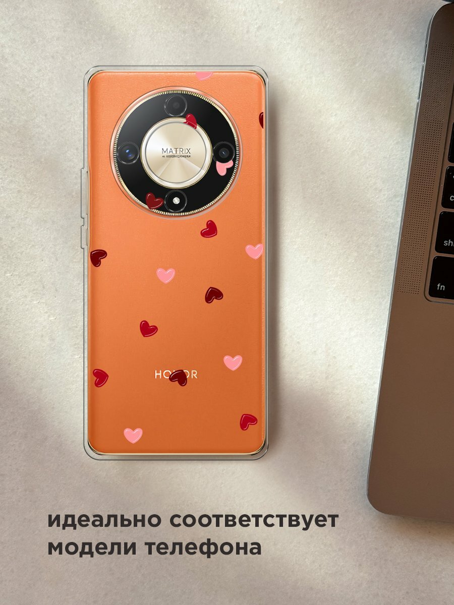 Чехол на Honor X9b / Хонор X9B с принтом "Бордовые сердечки 2" — фото 1