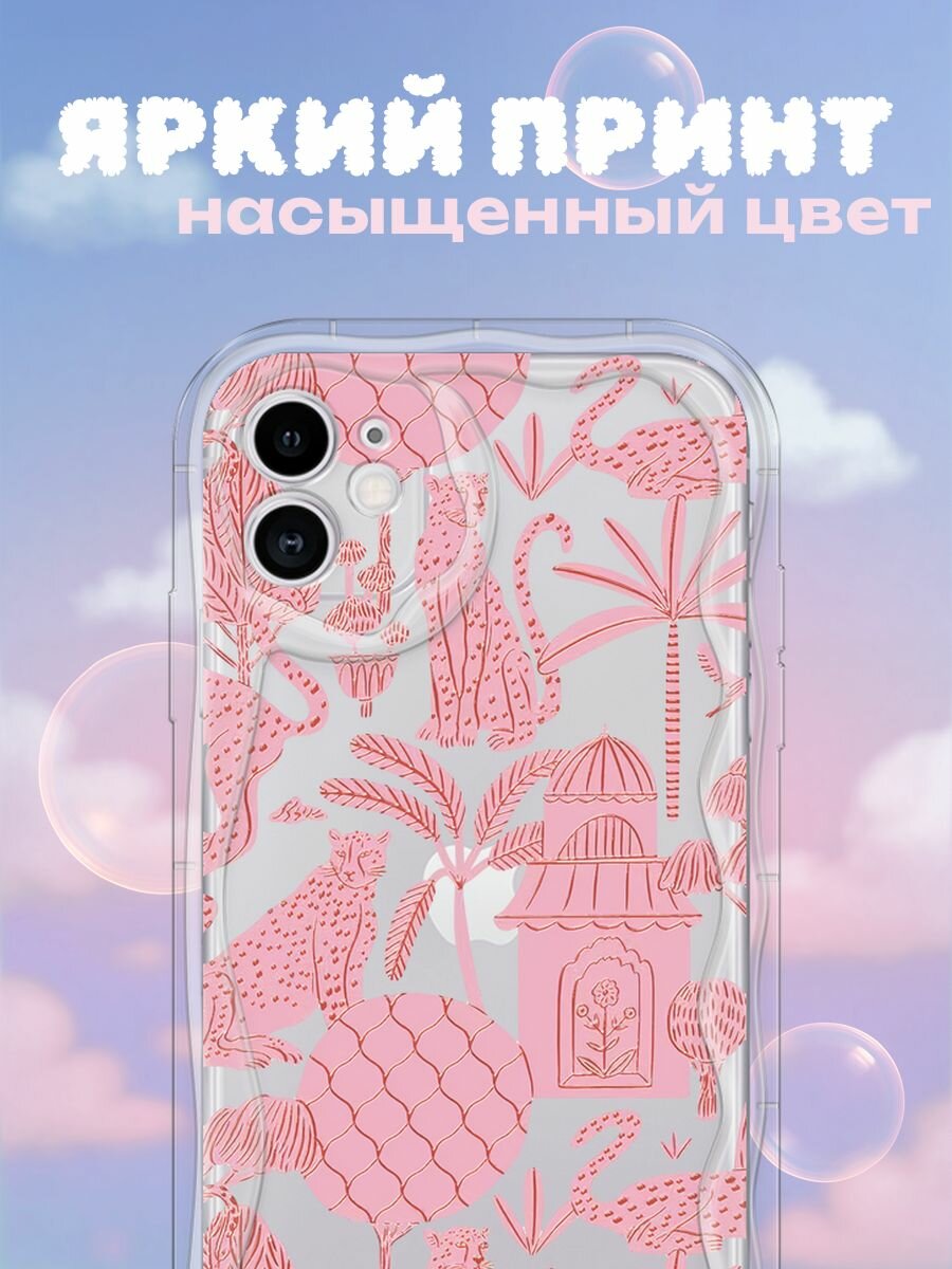 Чехол на Apple iPhone 11 / Айфон 11 с принтом Розовые тропики — фото 1