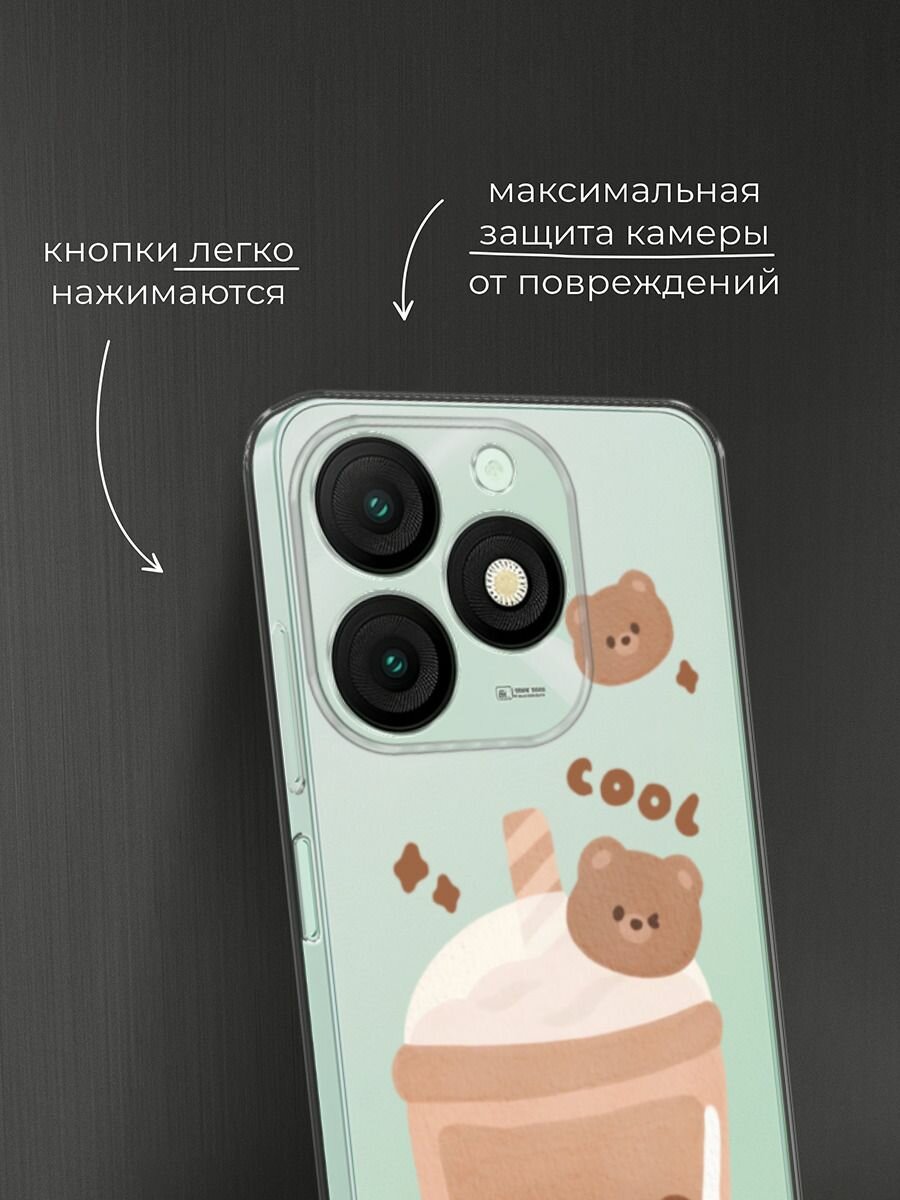 Силиконовый чехол на Itel A50 / Ител А50 с принтом "Кофе 2", прозрачный — фото 1