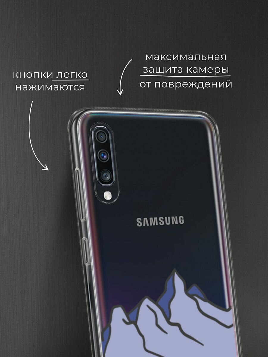 Чехол на Samsung Galaxy A70 / Самсунг Галакси А70 с принтом "Гора", прозрачный — фото 1