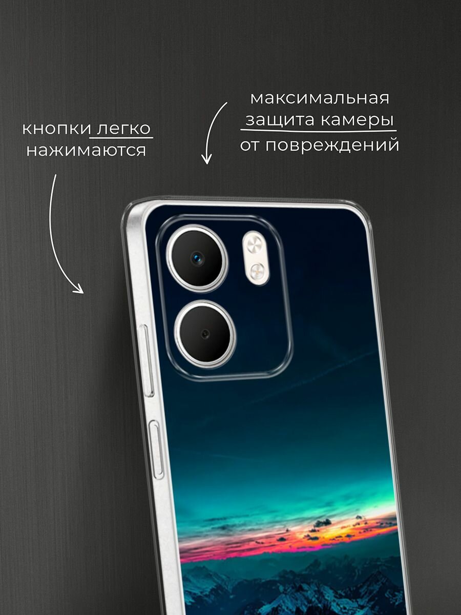 Силиконовый чехол на Oppo A5x / Оппо А5x с принтом "Закат в горах" — фото 1