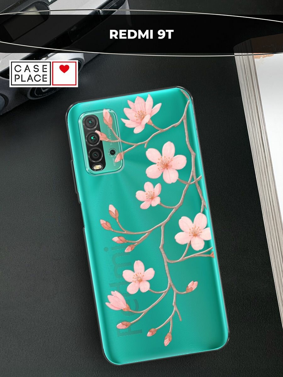 Чехол на Xiaomi Redmi 9T / Сяоми Редми 9Т с принтом "Веточка распускающейся сакуры 2"