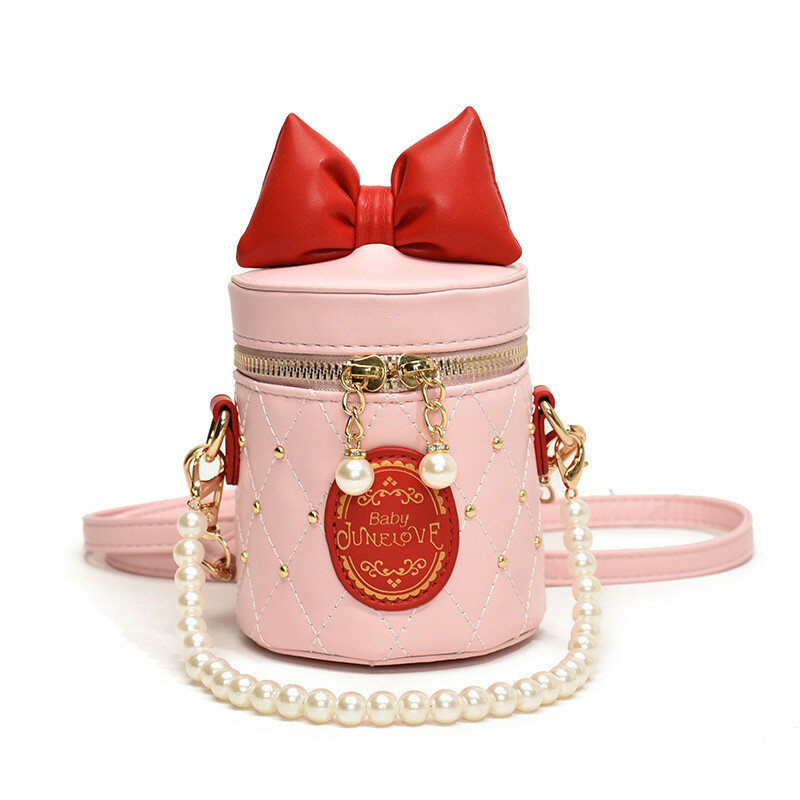 Design children cute bag use chain bucket bow with crossbody for daily pearl