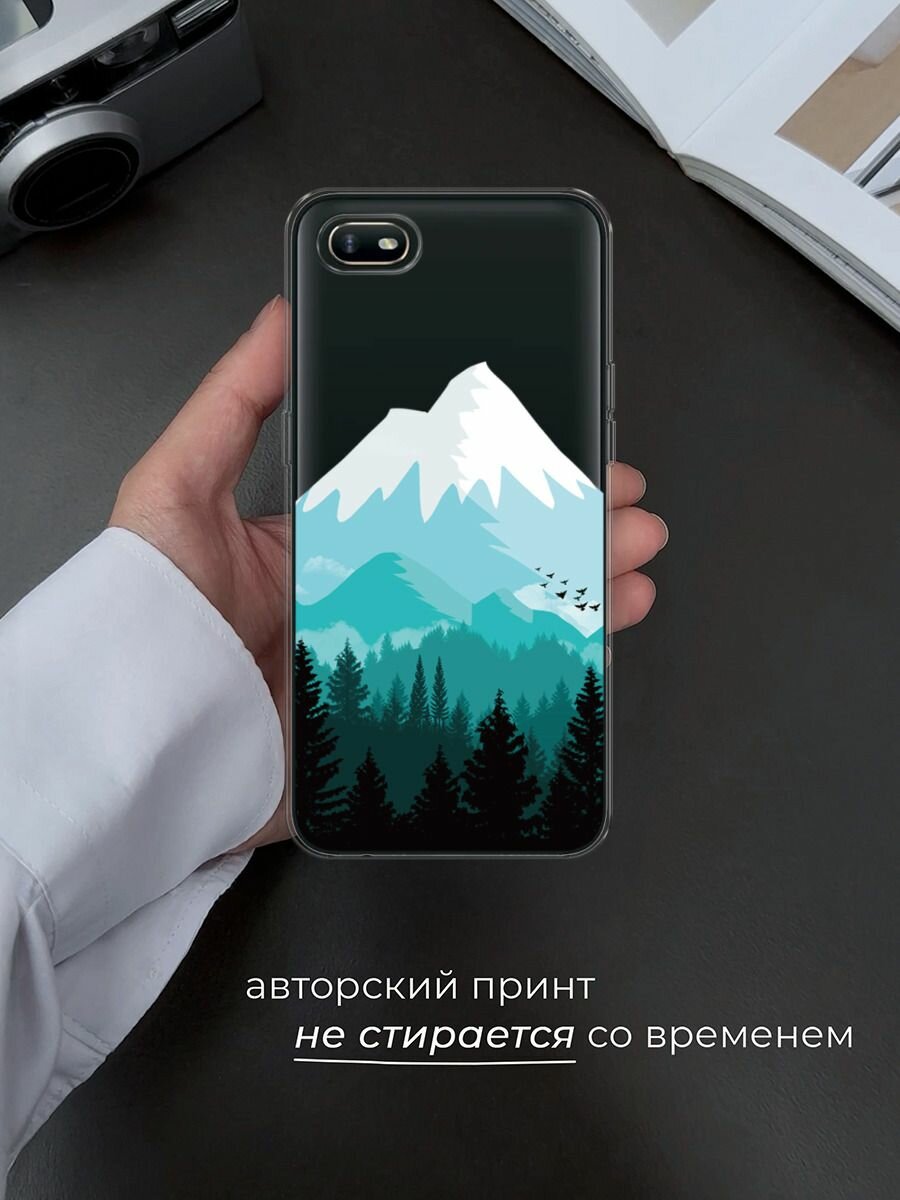 Чехол на Oppo A1k / Оппо А1к с принтом "Синяя снежная гора", прозрачный — фото 1