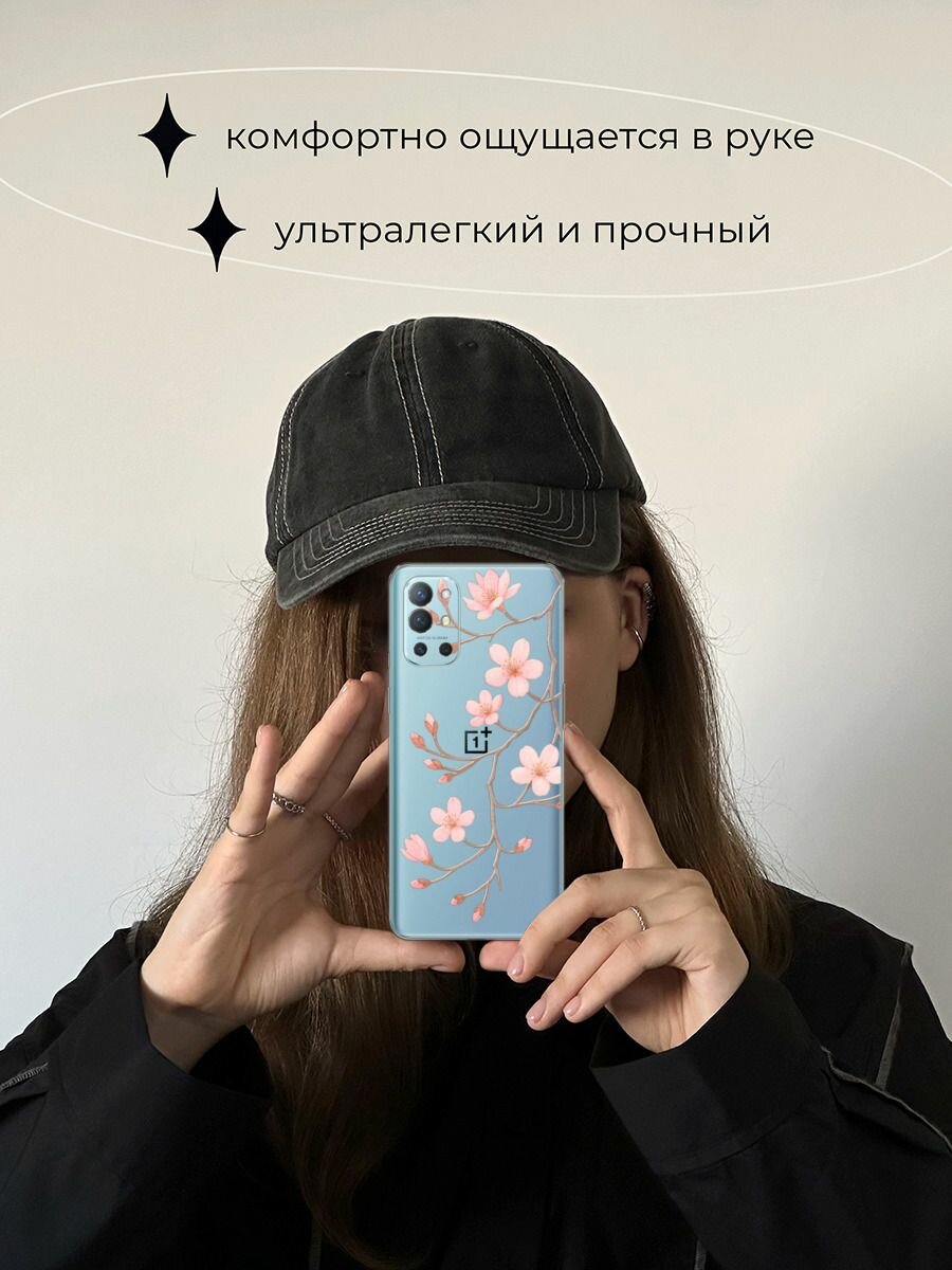Чехол на OnePlus 9R / ВанПлас 9R с принтом "Веточка распускающейся сакуры 2" — фото 1