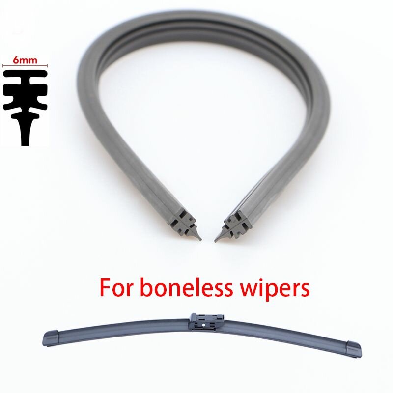 Резинка для стеклоочистителя, универсальная замена щеток дворников, резиновая полоса 6 мм, набор 2 шт, черный, высококачественная резина