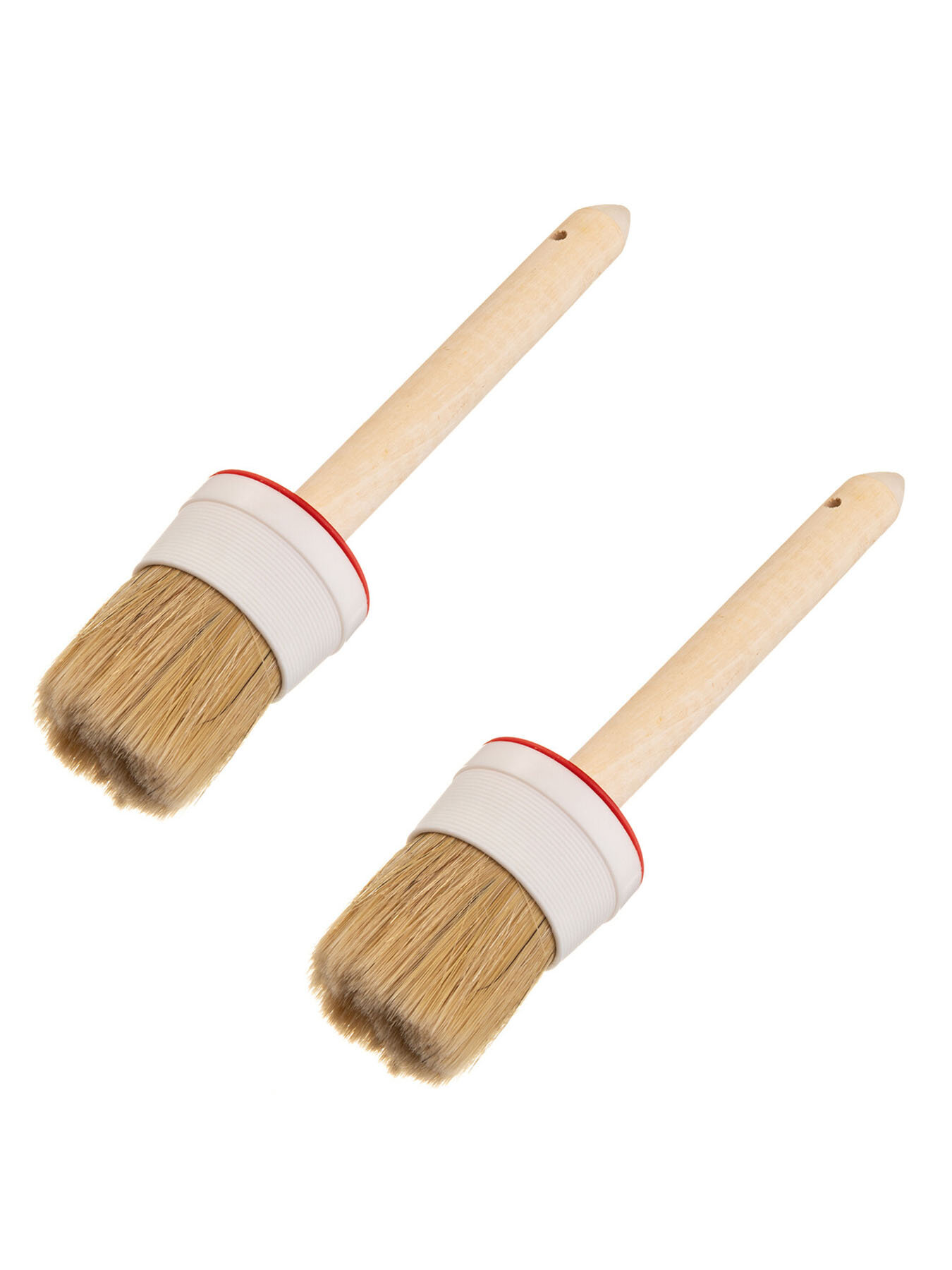 Кисть малярная круглая натуральная щетина деревянная ручка d60 мм для эмалей и лаков на алкидной основе (2 шт.)