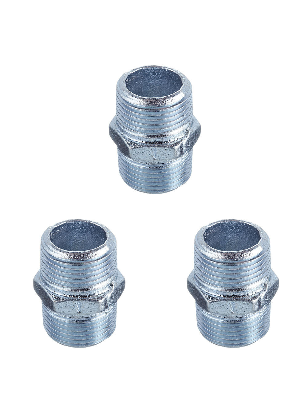 Ниппель 1 НР(ш) х 1 НР(ш) чугунный оцинкованный (3 шт.)