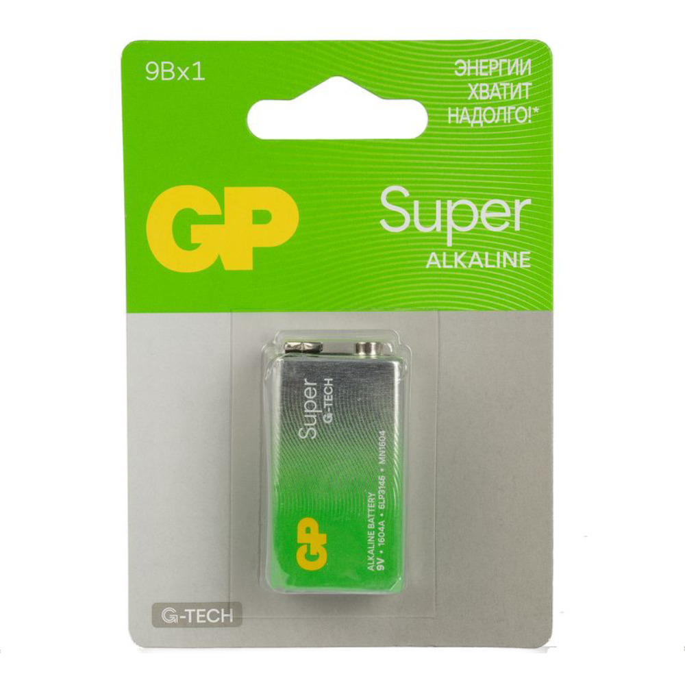 GP Super Alkaline G-Tech 9 В крона батарейка алкалиновая для пультов и датчиков 1 шт
