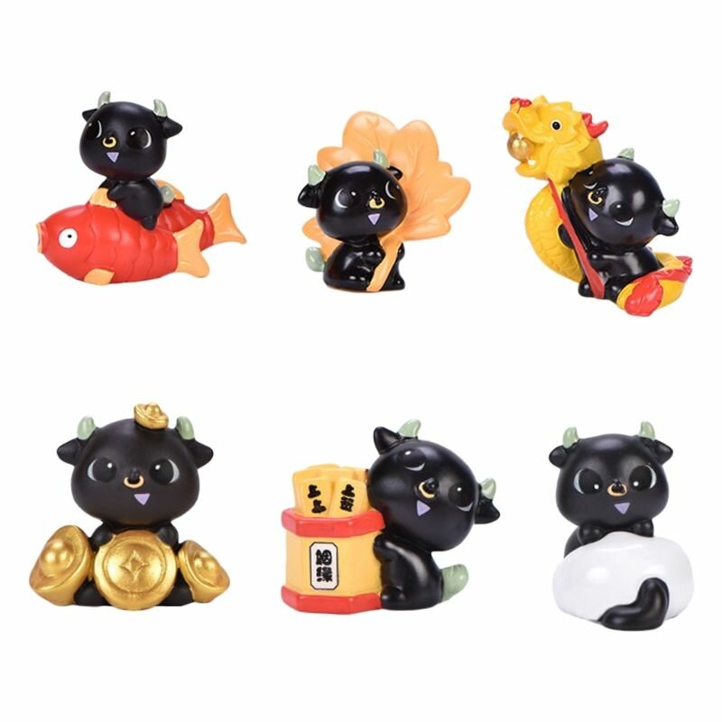 6 штук Миниатюрные Фигурки Коровы