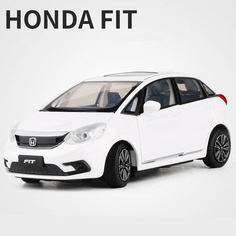 Новая модель автомобиля из сплава HONDA Fit 1/32, литая под давлением металлическая игрушка, модель спортивного автомобиля, имитация звука и света, коллекция подарков для детей, Белый