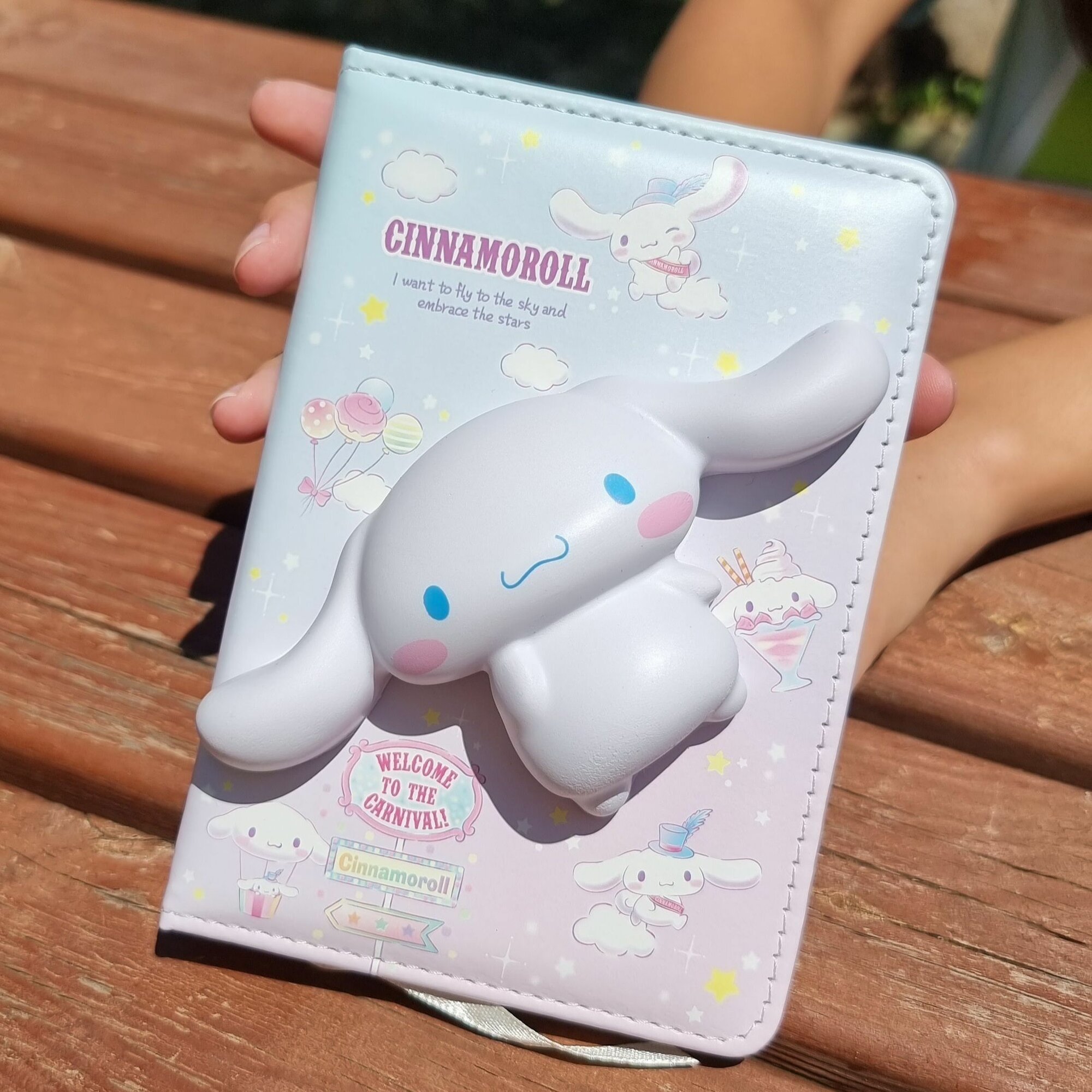 Блокнот "Cinnamoroll", A6, с 3D-сквишем, в искусственной коже, голубой