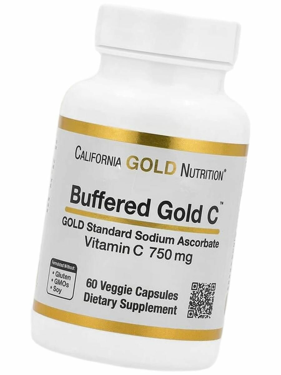 Аскорбат натрия (некислый витамин C), 750 мг, 60 капсул для чувствительного желудка