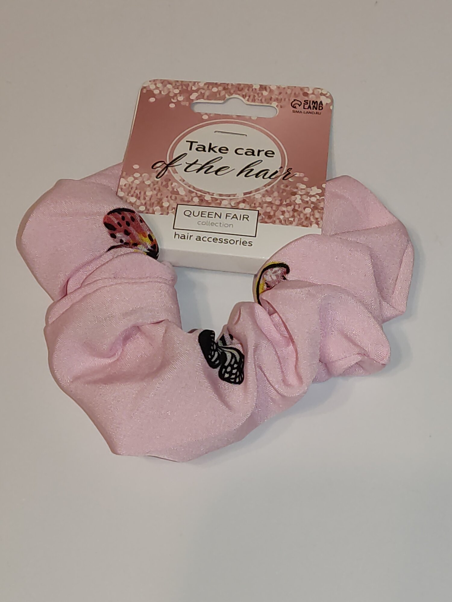 Резинка для волос "Орбита" классика , 10 см, цвет розовый/бабочки