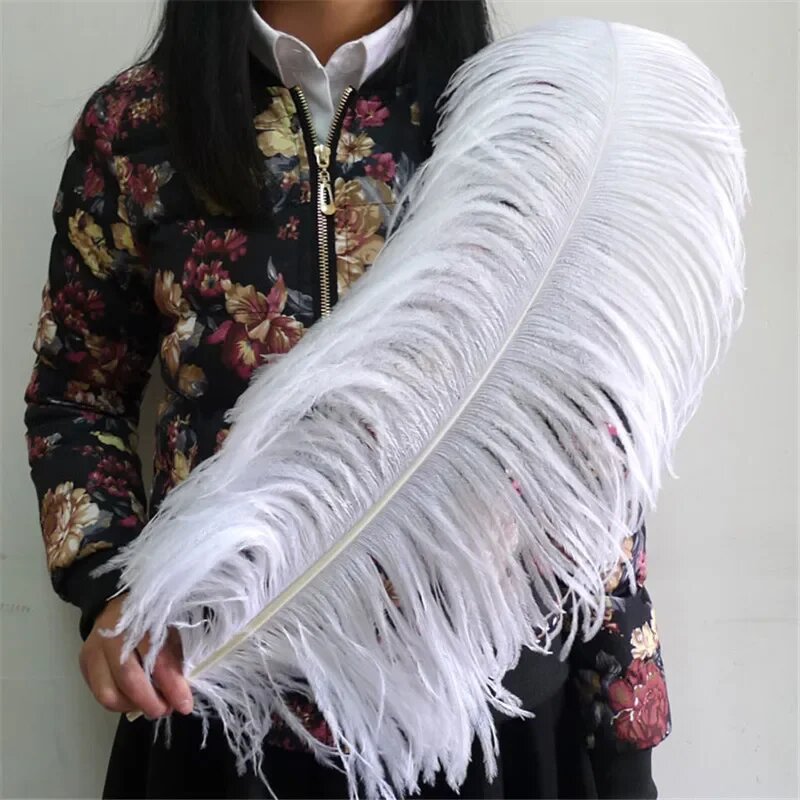 Большие белые страусиные перья WyFeay для рукоделия Белый, White