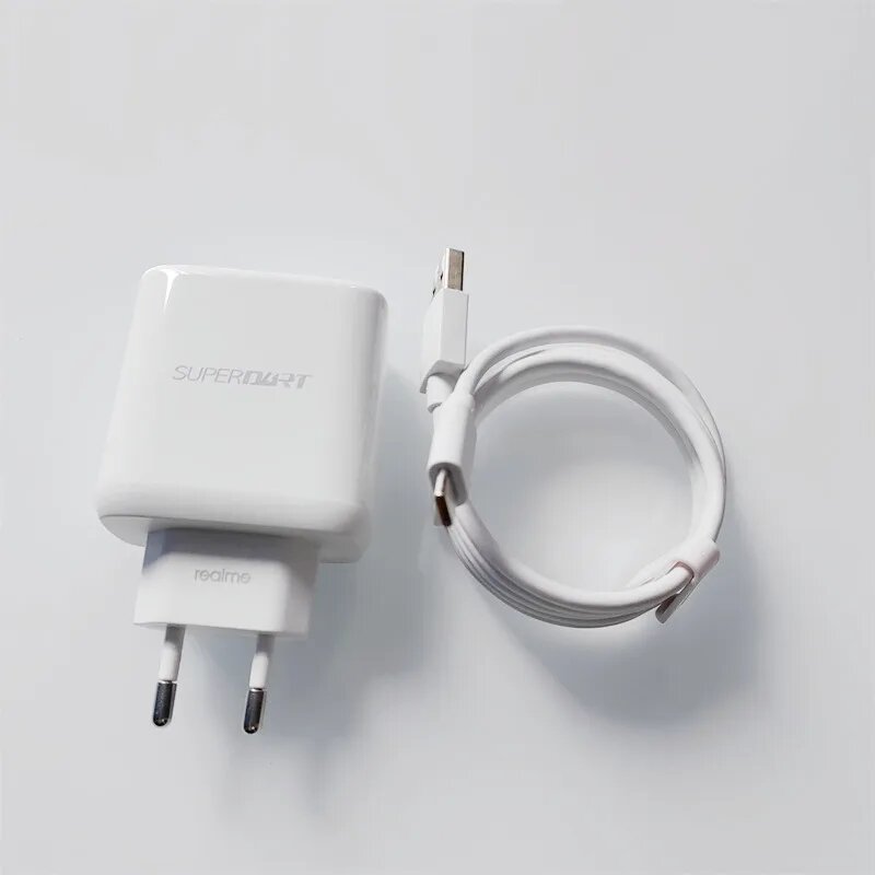 Оригинальное зарядное устройство Realme Supervooc2.0 EU, 65 Вт, адаптер для быстрой зарядки 1 м, кабель Type-C для Realme X7 9 8 7 X50 X9 Q2 GT2 Pro GT Neo2 EU add Cable