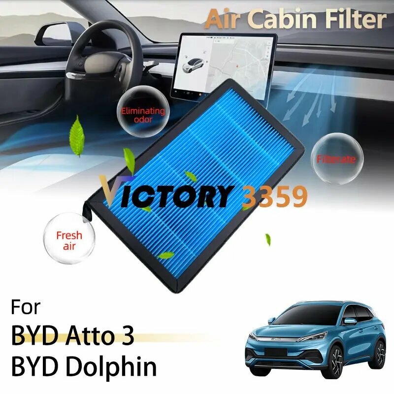 Воздушный салонный фильтр для BYD Atto 3 Accessorie Atto3 Yuan Plus Dolphin EA1 2024 2023 2022 2021, ароматизированная угольная часть кондиционера