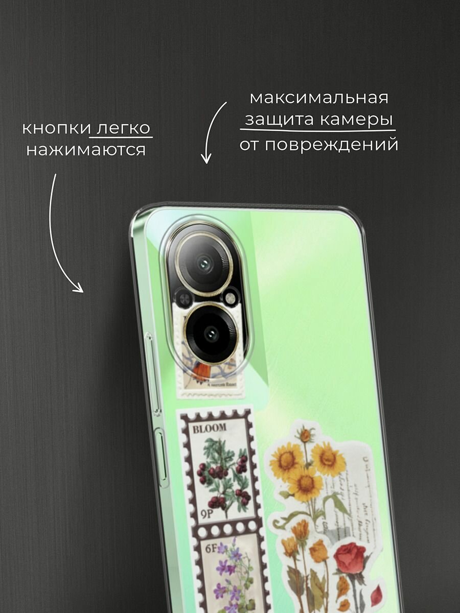 Чехол на Realme C67 4G / Реалми C67 4G с принтом Марки с цветами — фото 1