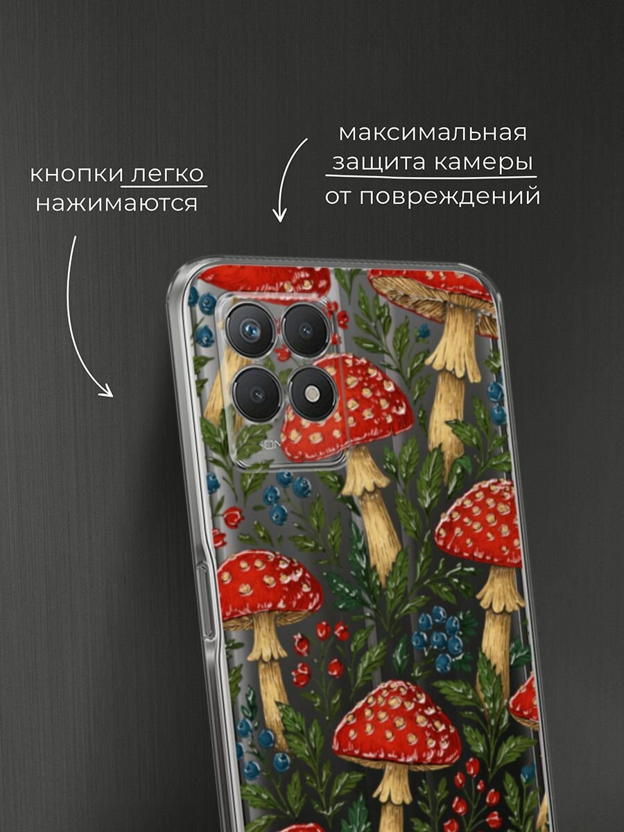 Силиконовый чехол на Realme 8i / Реалми 8i с принтом Мухоморы — фото 1