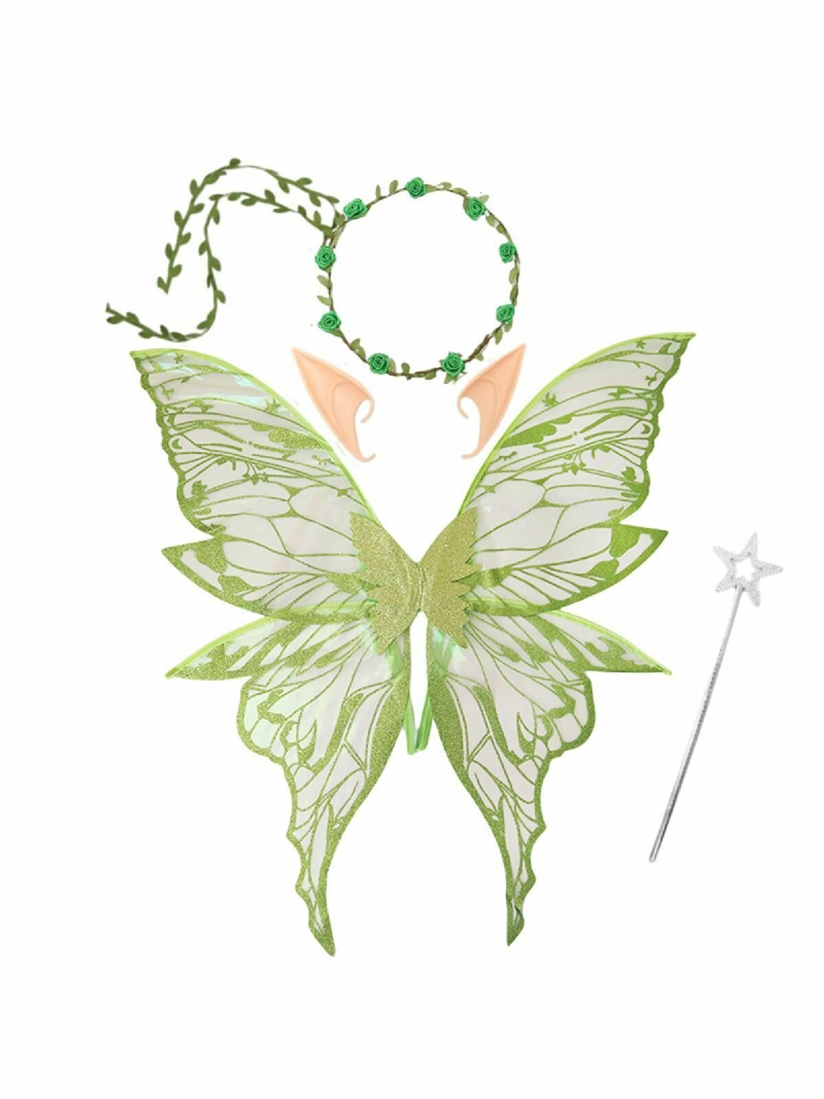 Костюм феи с крыльями, Зеленый набор