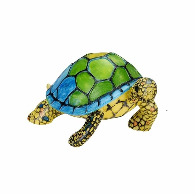 Красочная настольная лампа-скульптура из витражного стекла "Животные", - H