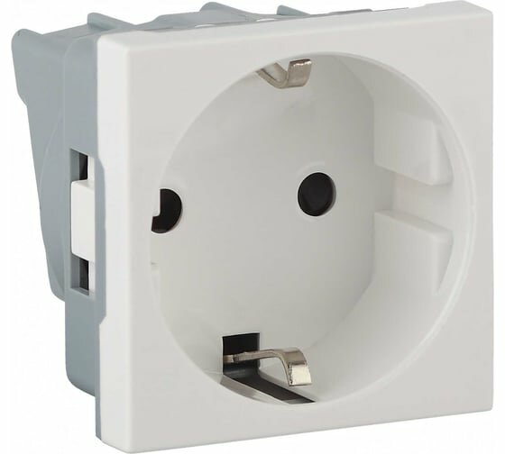 Розетка(механизм) 45х45мм для кабель канала 100х60мм "Рувинил" 2 модуля 16А IP20 с заземлением защ. шторки, цвет белый (2 штуки)