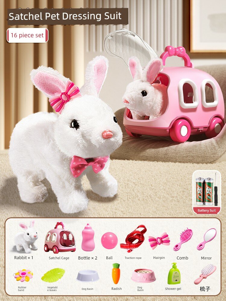 Детская электрическая плюшевая игрушка-кролик, белый кролик-плюшевая кукла для девочек, подарок на день рождения для