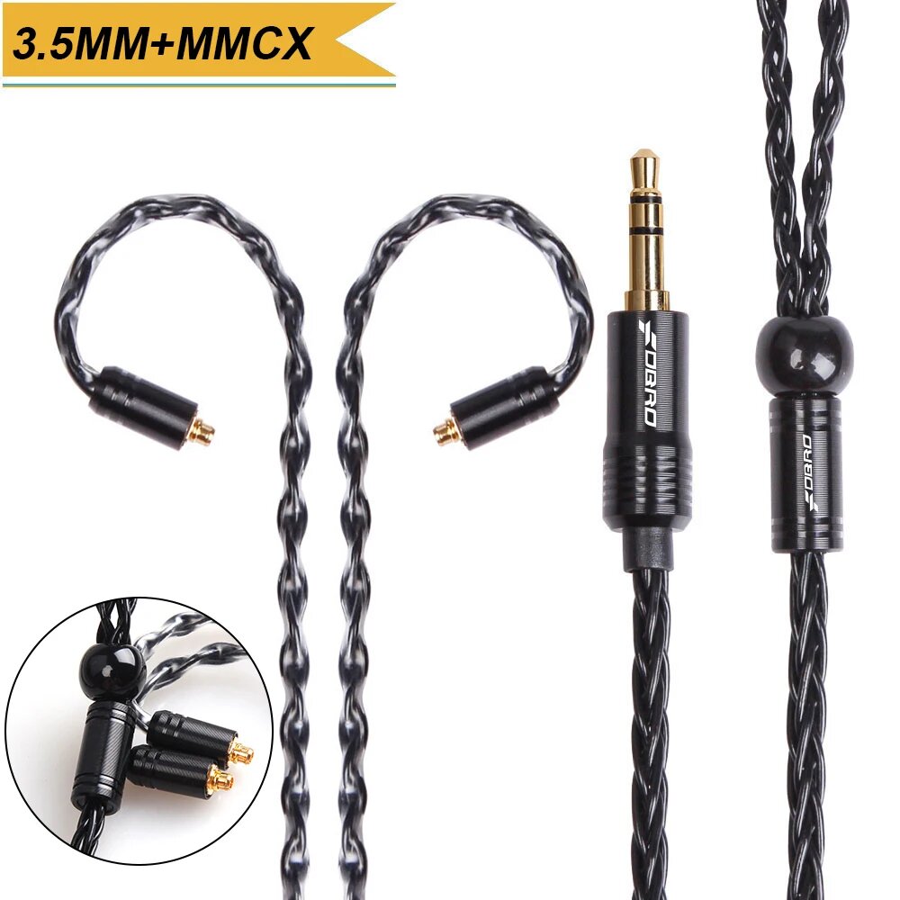 Кабель MMCX для наушников 8-жильный посеребренный lmcnzz MMCX 3.5MM Black