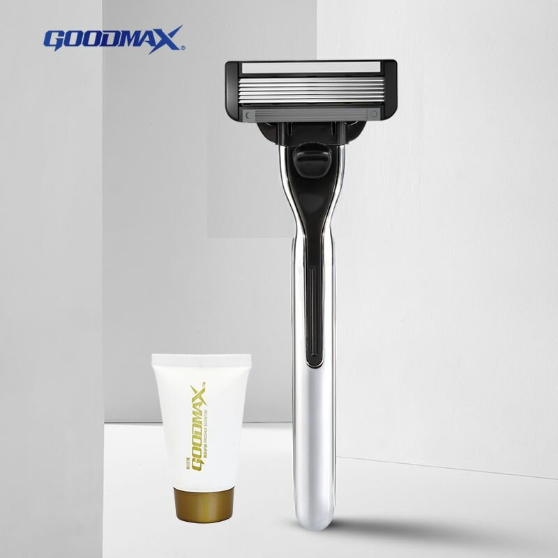 Ручная бритва GOODMAX, шестислойная бритва для бороды для студентов, общежития, офиса и домашнего использования с нескользящей ручкой