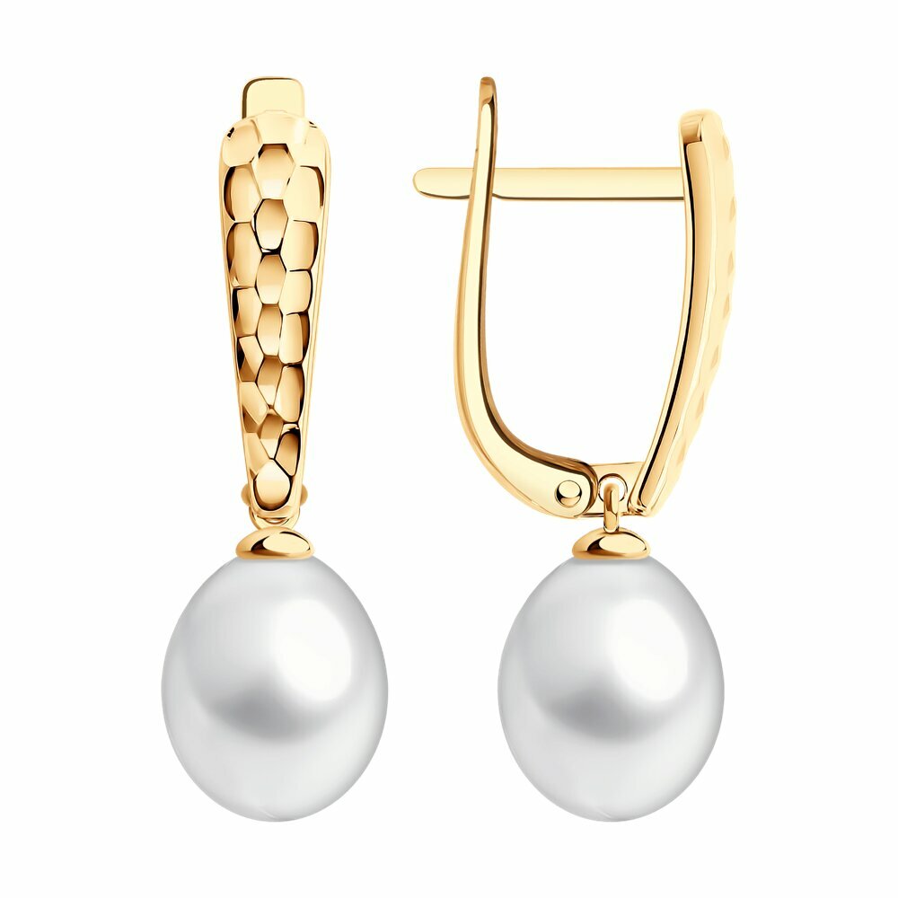 Серьги, красное золото, 585 проба, жемчуг пресноводный культивированный