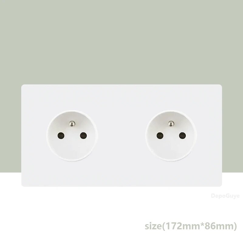 86 Тип Ретро Белый Настенный Светильник Латунный Рычаг Тумблер 1-4 Группа 2Way Нержавеющая сталь EU FR UK Универсальная настенная розетка AC110-250V Double FR socket