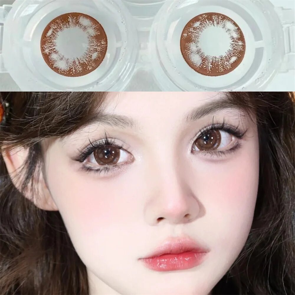 Одноразовые цветные контактные линзы Morningcon Clear Sky Latte, Black Coconut Latte, Brown 0-800 -3.50, brown