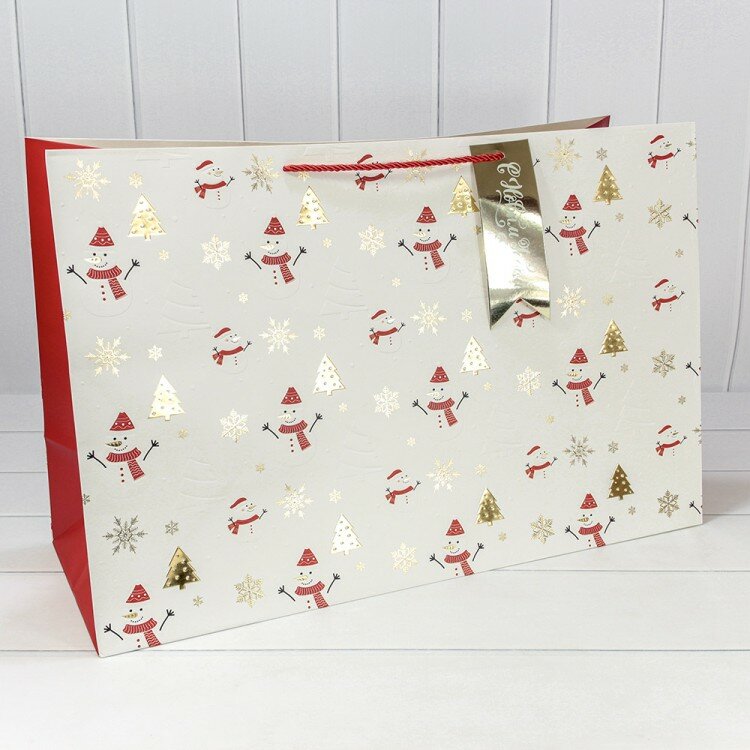 Пакет подарочный "Новый год" 64*42*25 см, Снеговики