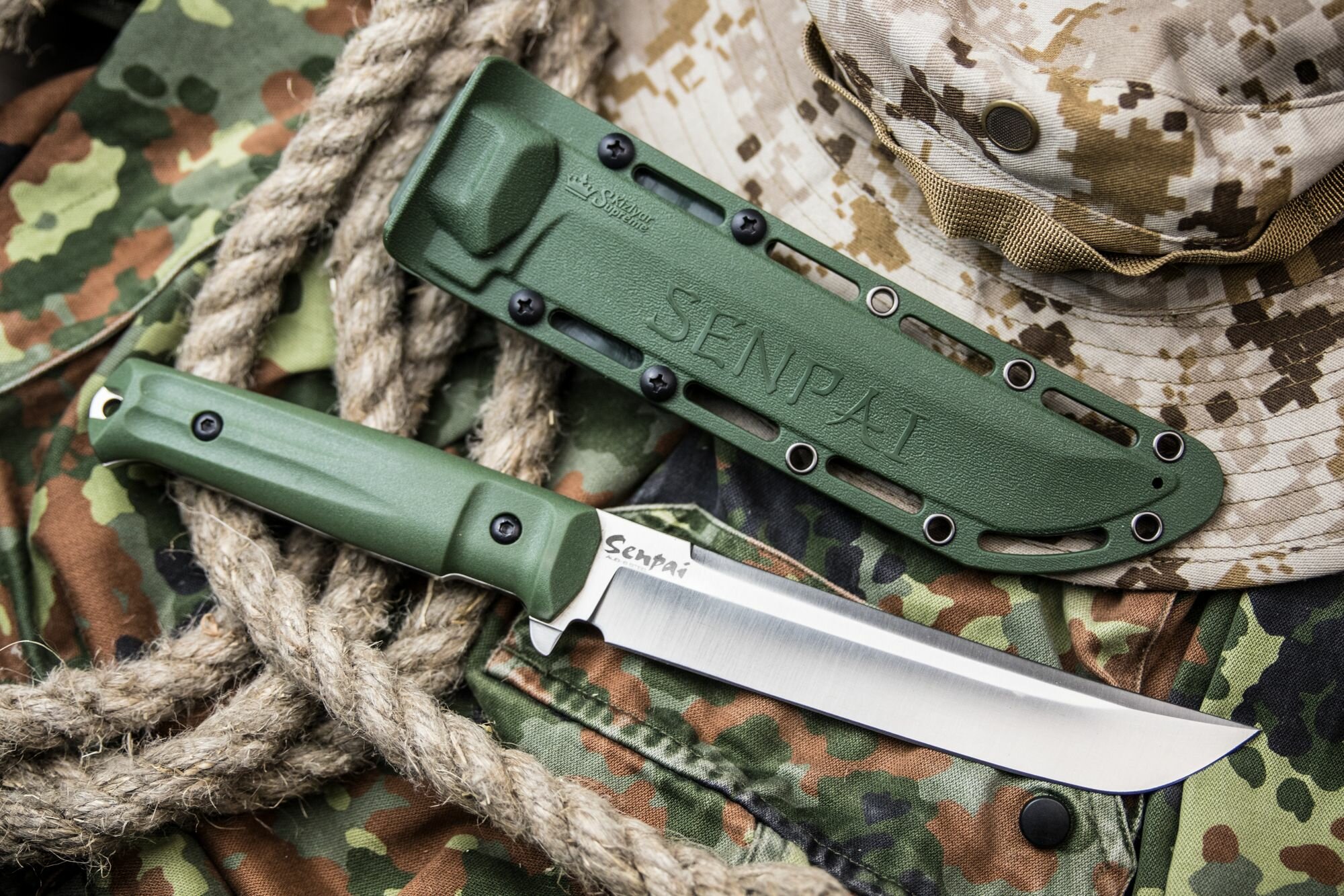 Туристический Нож от Kizlyar Supreme Senpai AUS-8 StoneWash Olive