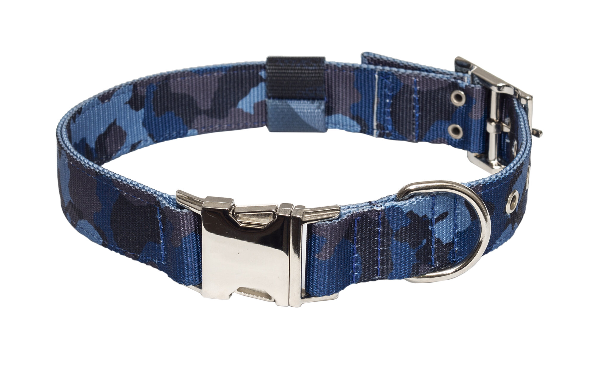 Ошейник капроновый "Камуфляж" быстросъемный с метал. фастом ширина 25мм, обхват шеи 42-52см, синий