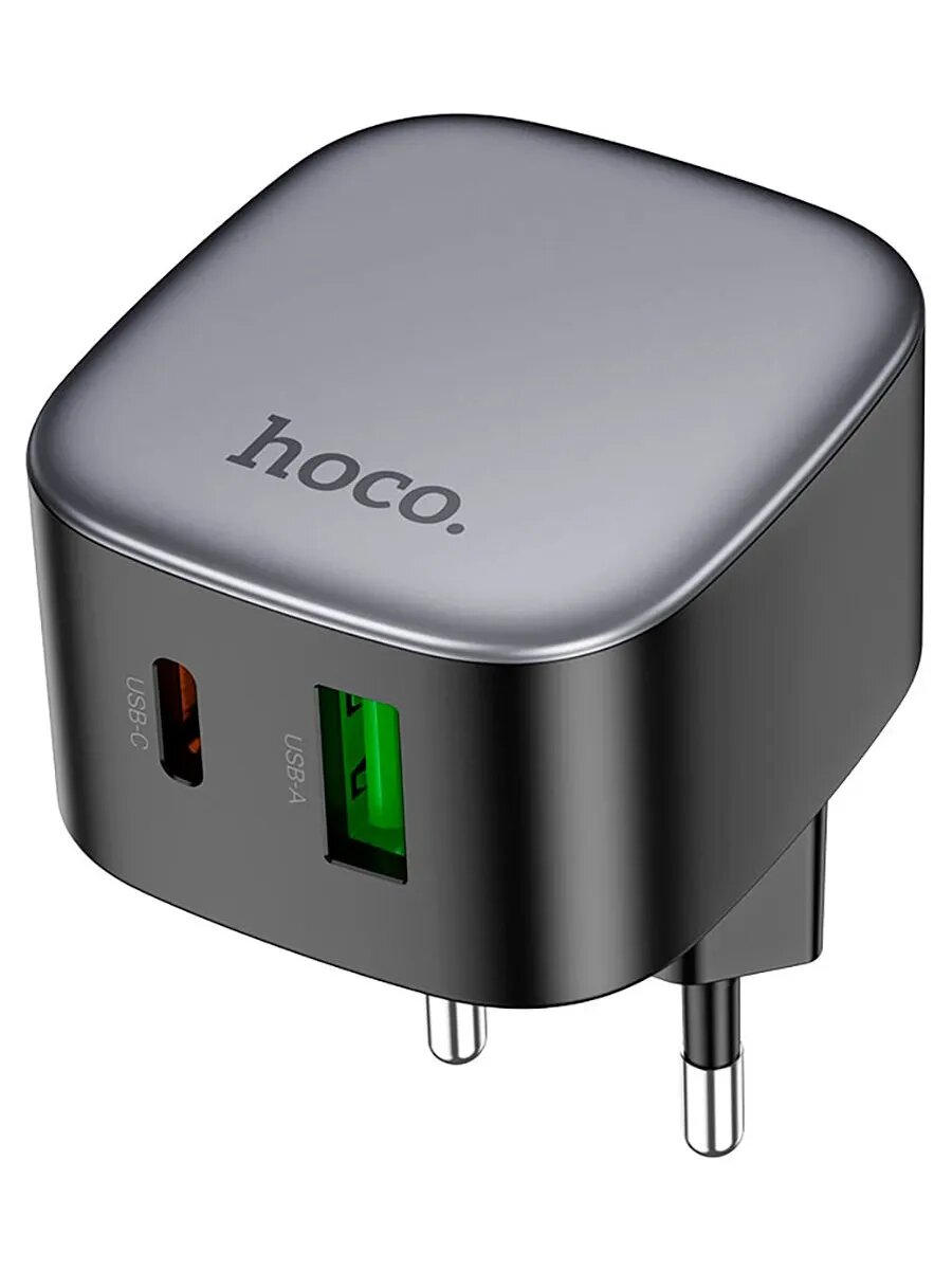 Сетевое зарядное устройство Hoco CS32A (USB+USB-C), PD20W+QC3.0, черный (быстрая зарядка для iPhone, Android)