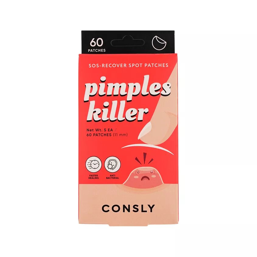 Набор точечных пластырей для лица CONSLY PIMPLES KILLER SOS-Recover (активные) 60 шт