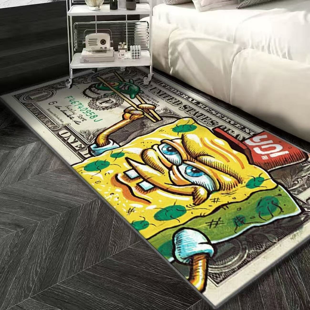 Ковер кринж доллар, 50x100см, 100USD, коврик с ворсом 5мм. поп-арт.