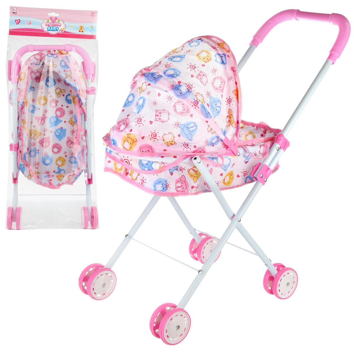 Коляска Люлька прогулочная для кукол, металлическая, Veld Co / Коляска для куклы 136790